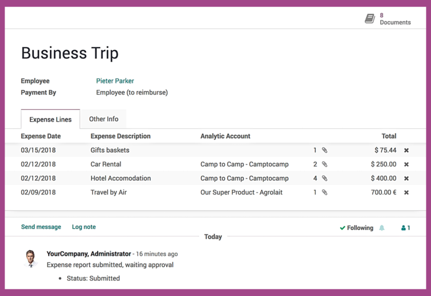 Odoo Expense Management Automation Software